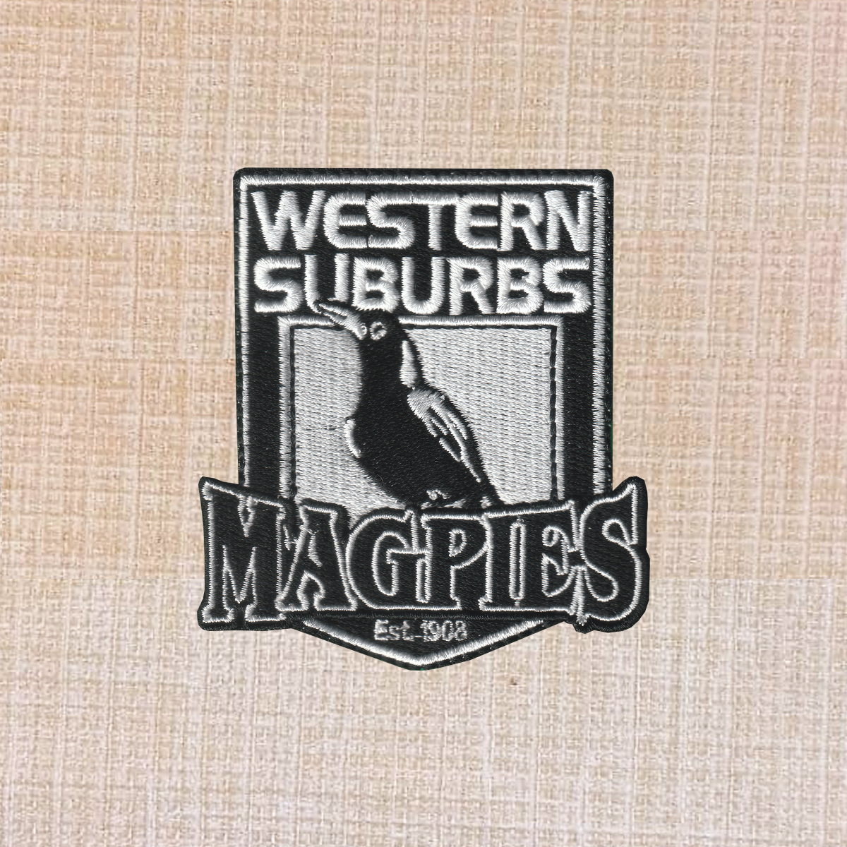Western Suburbs Magpies Logo Embroidered Iron On Patch - Patchcrafts.com